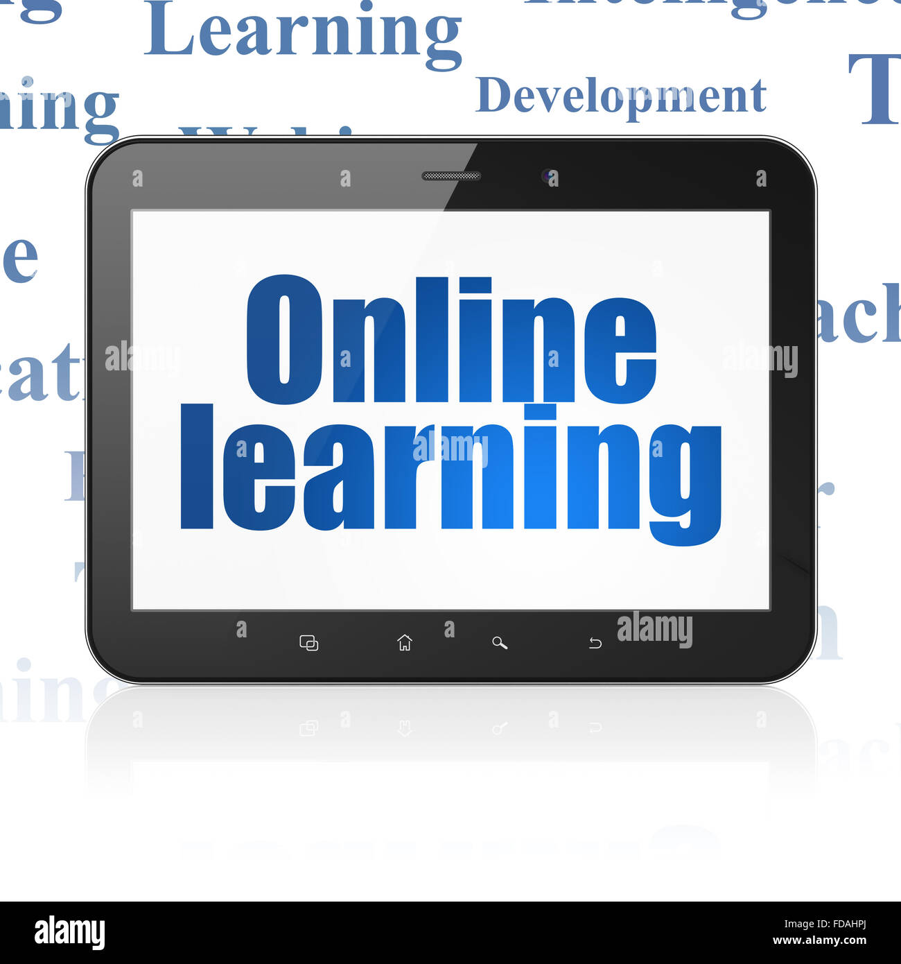 Studying concept: Tablet Computer with Online Learning on display Stock ...