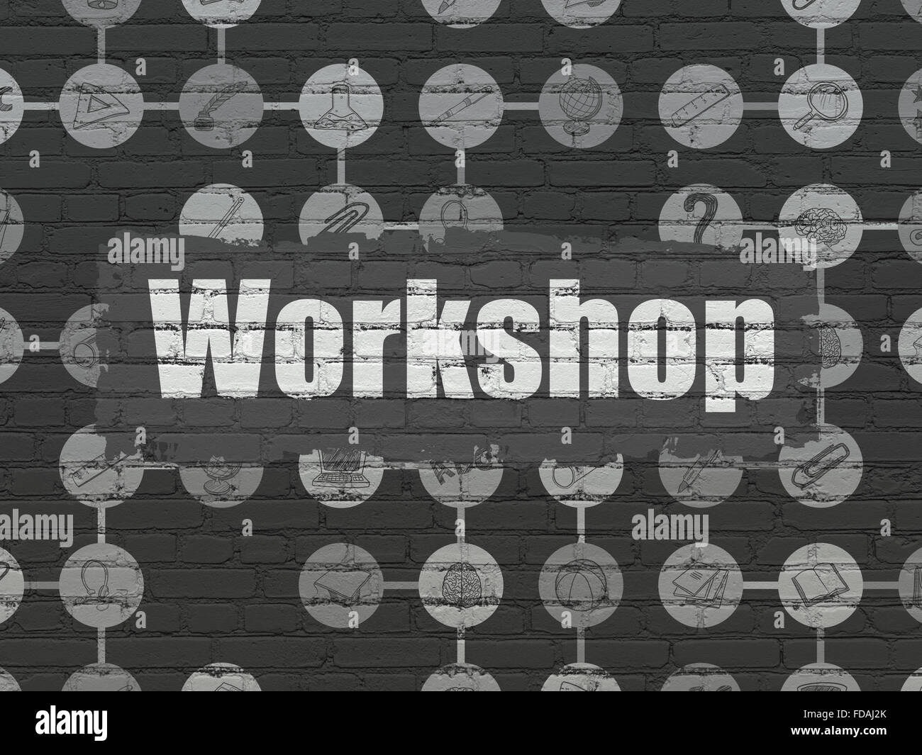 Studying concept: Workshop on wall background Stock Photo - Alamy