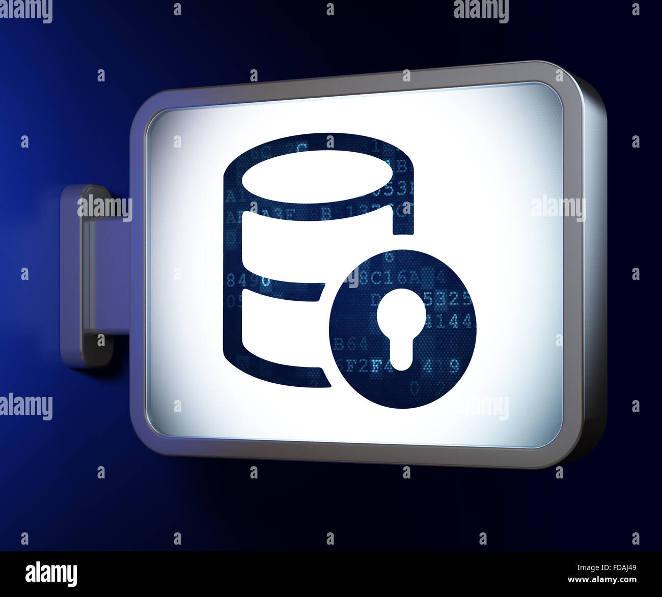Programming concept: Database With Lock on billboard background Stock Photo - Alamy