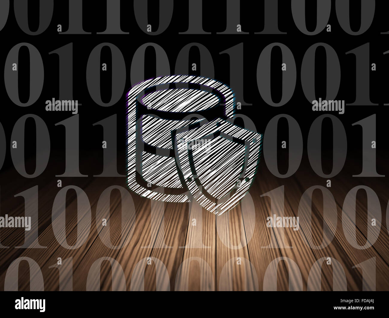 Database concept: Database With Shield in grunge dark room Stock Photo ...