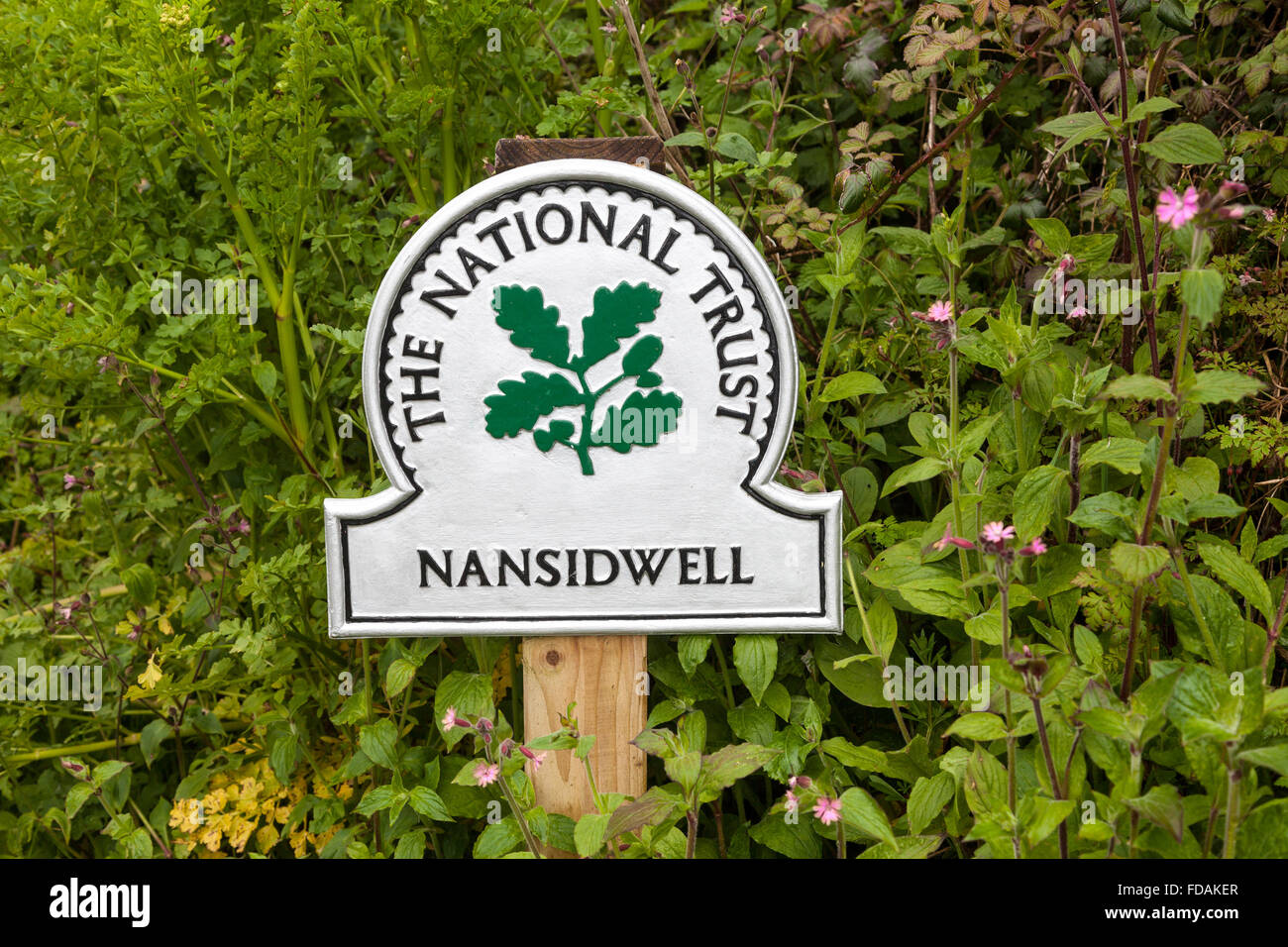 National Trust omega sign saying Nansidwell Cornwall England UK Stock ...