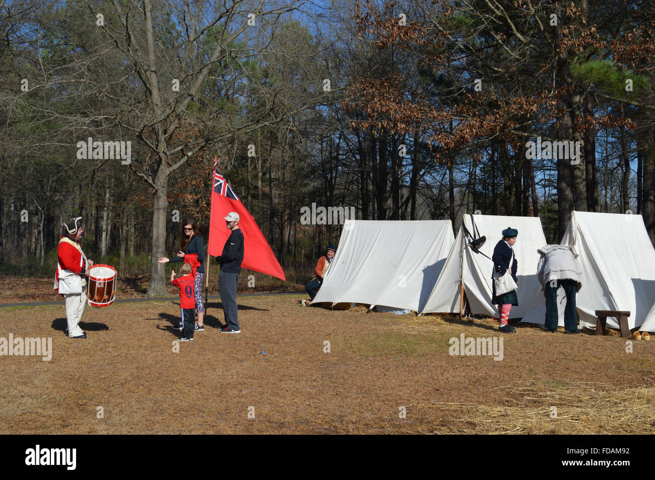 A reenactment of the Battle of Cowpens in the American Revolutionary ...