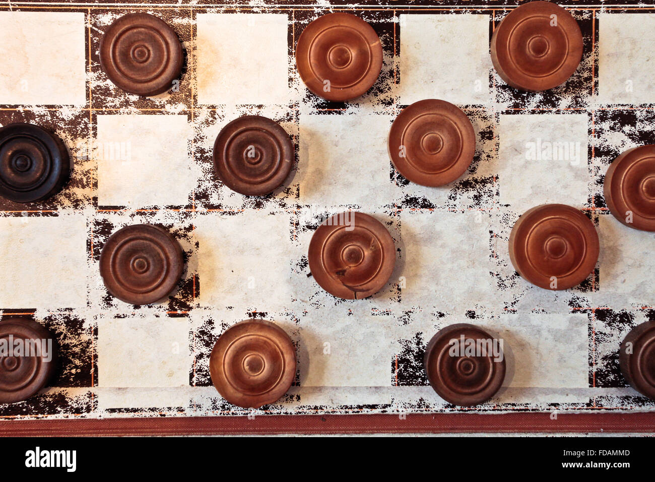 Part of a vintage game of draughts Stock Photo - Alamy