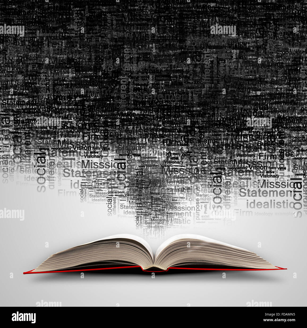 Opened book words flying hi-res stock photography and images - Alamy