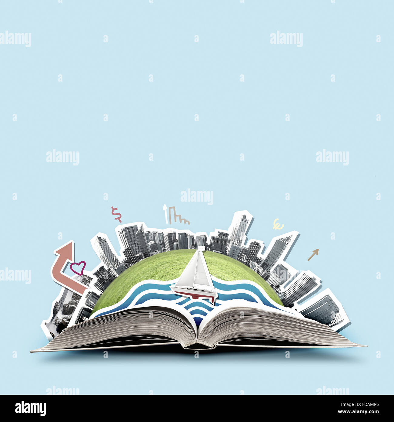 Opened book with construction concept on pages Stock Photo - Alamy
