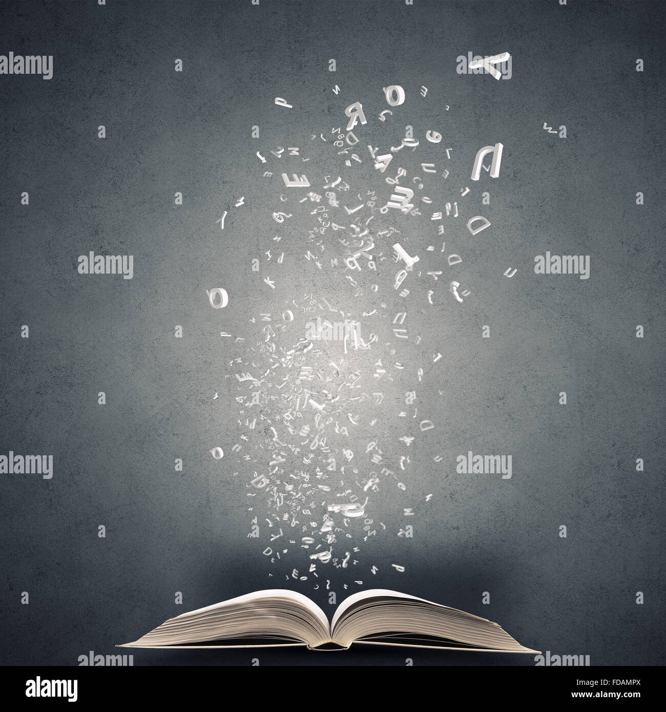 Open book flying alphabet hi-res stock photography and images - Alamy