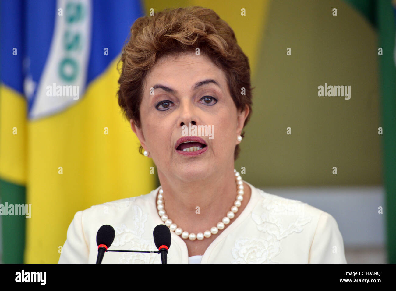 Brasilia, Brazil. 29th Jan, 2016. Brazil President Dilma Rousseff ...