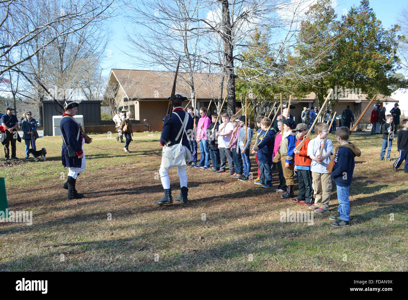 A reenactment of the Battle of Cowpens in the American Revolutionary ...