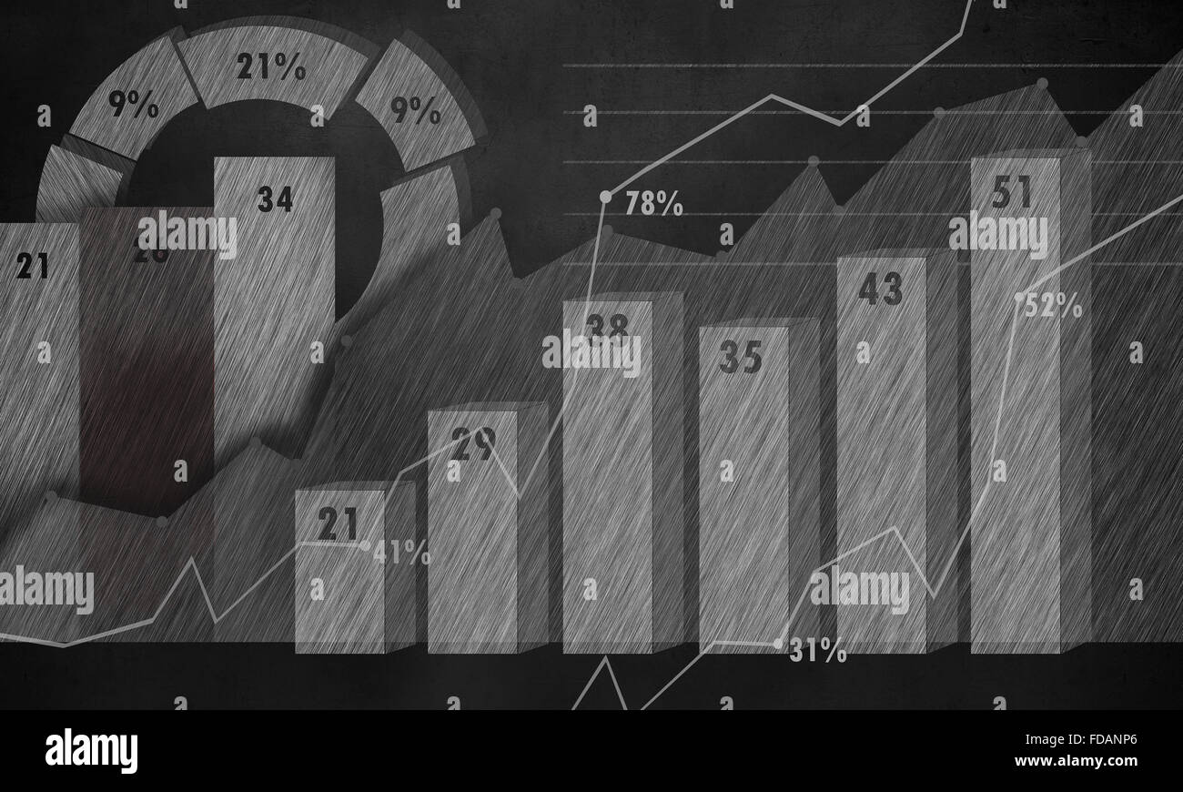 Economics concept with graphs and diagrams on dark background Stock ...