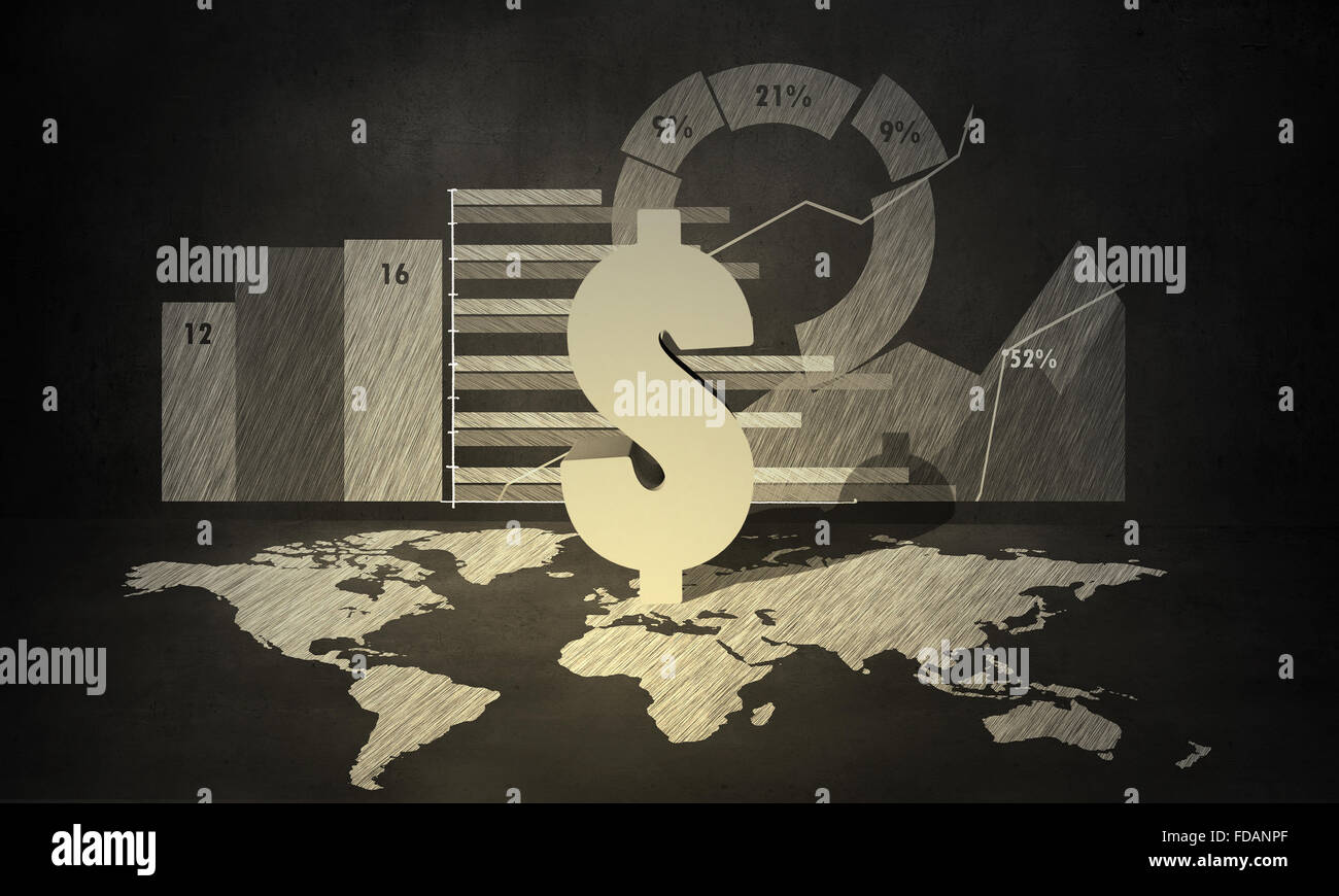 Financial background image with map graphs and dollar sign Stock Photo ...