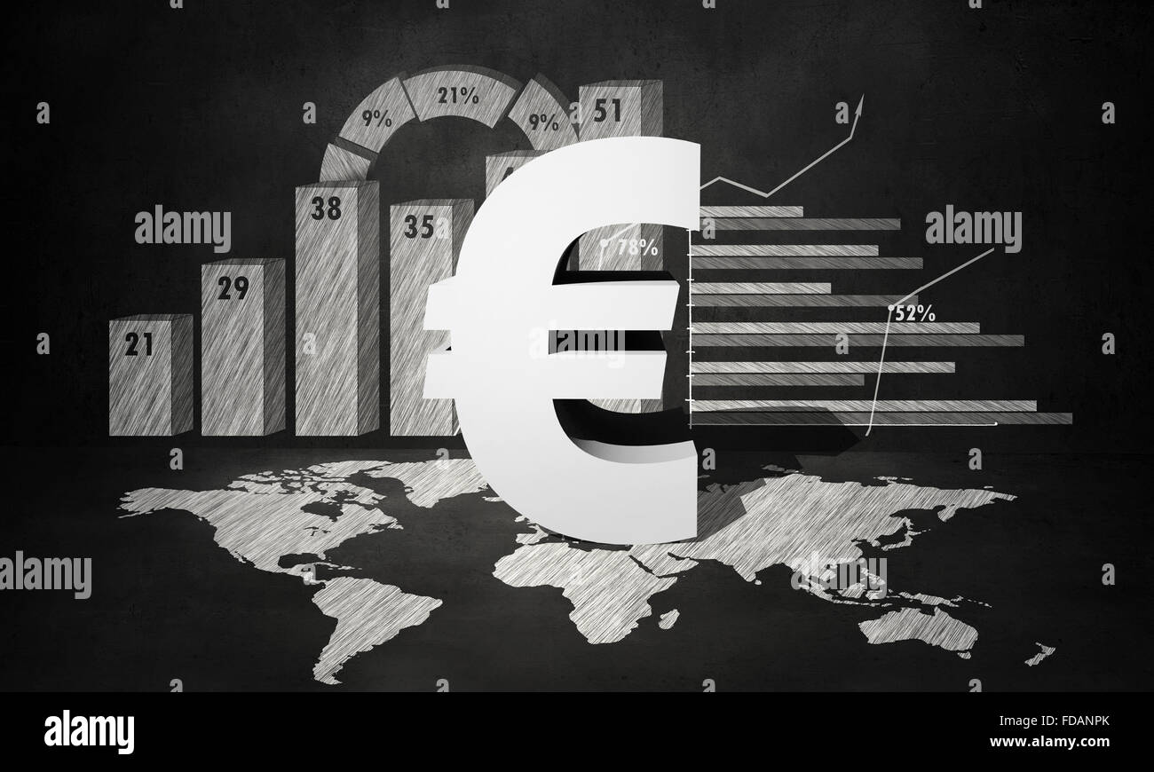 Financial background image with map graphs and euro sign Stock Photo ...