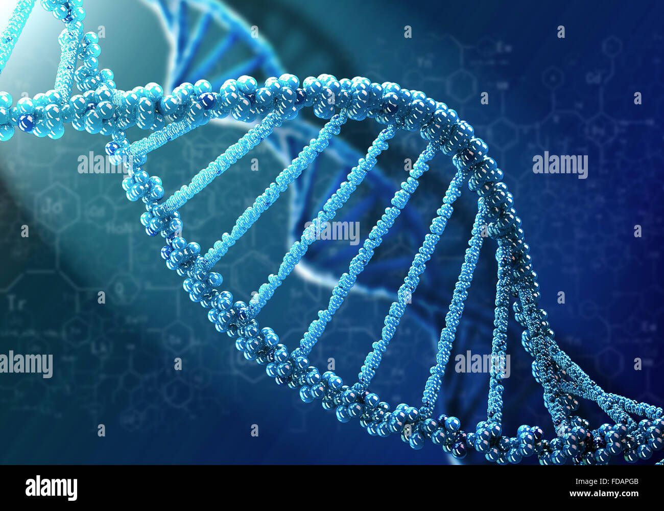 Concept of biochemistry with dna molecule on blue background Stock ...