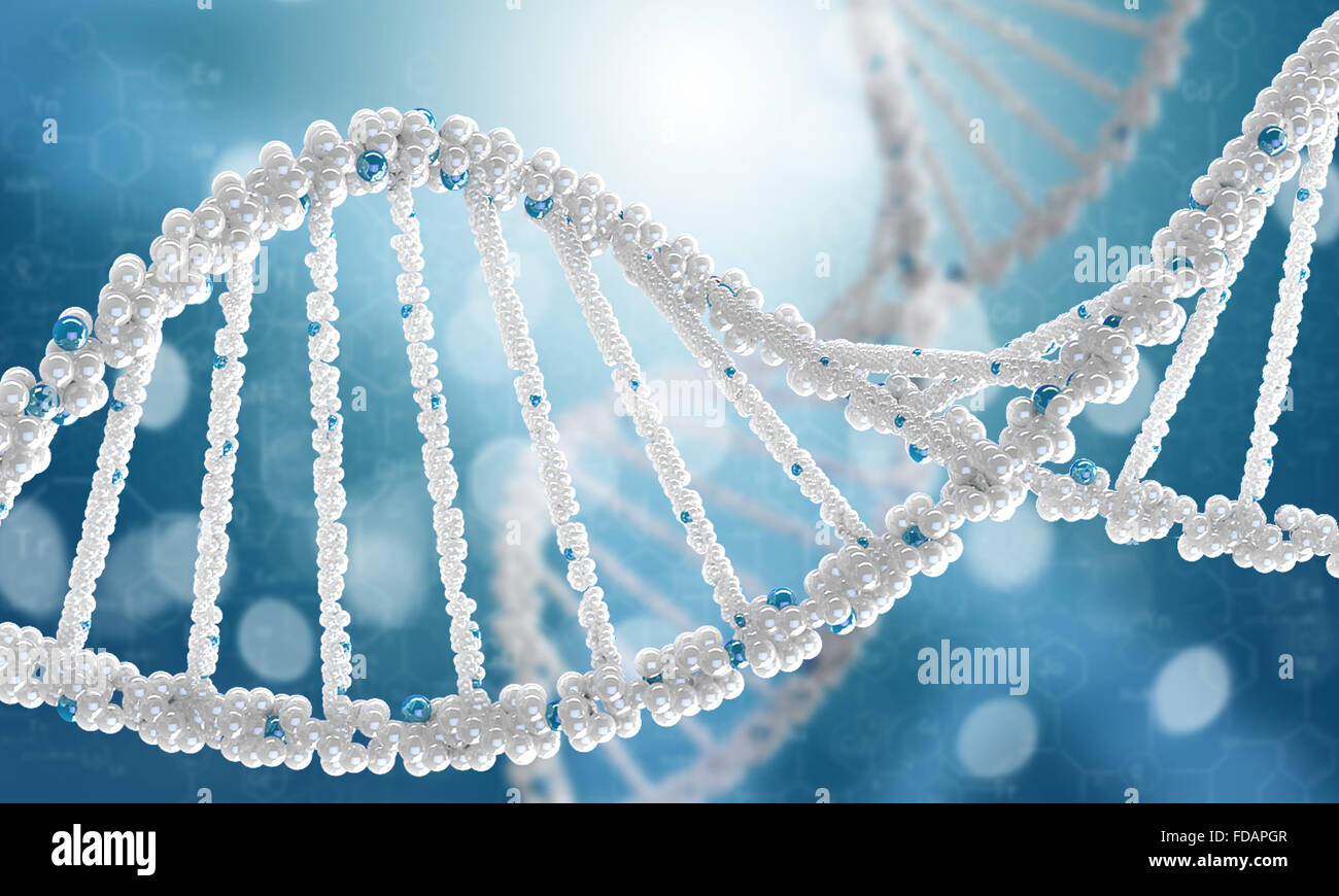 Concept of biochemistry with dna molecule on blue background Stock ...