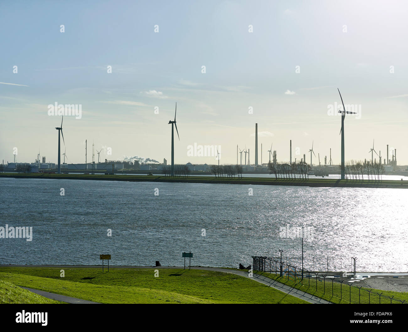 Wind turbines in a industrial area near Rotterdam Stock Photo - Alamy