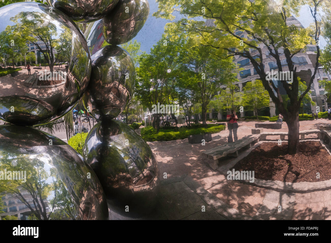 Modern art, relection balls, outside COEX mall, Samseong-dong, Gangnam ...