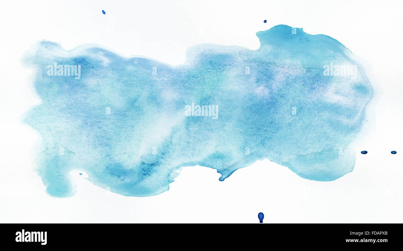 Light abstract blue painted splashes on watercolor paper Stock Photo ...