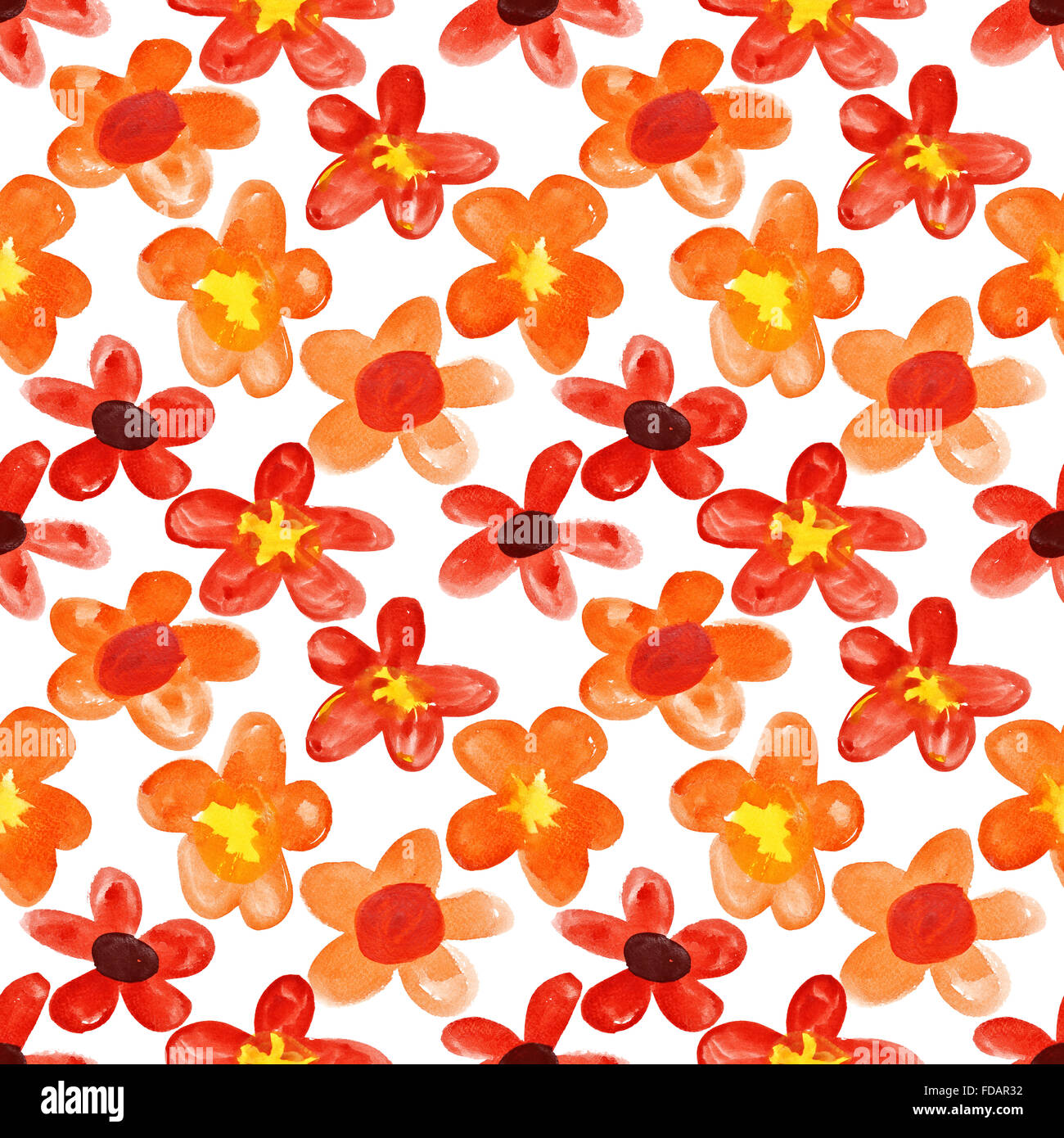 Red watercolor flowers - seamless background Stock Photo - Alamy