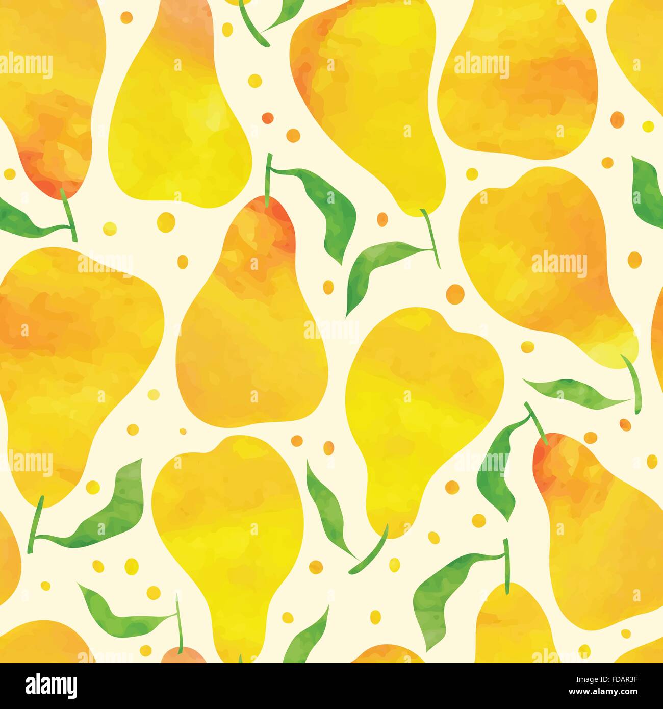 Seamless pattern with watercolor pears. Hand drawn design for fabric ...