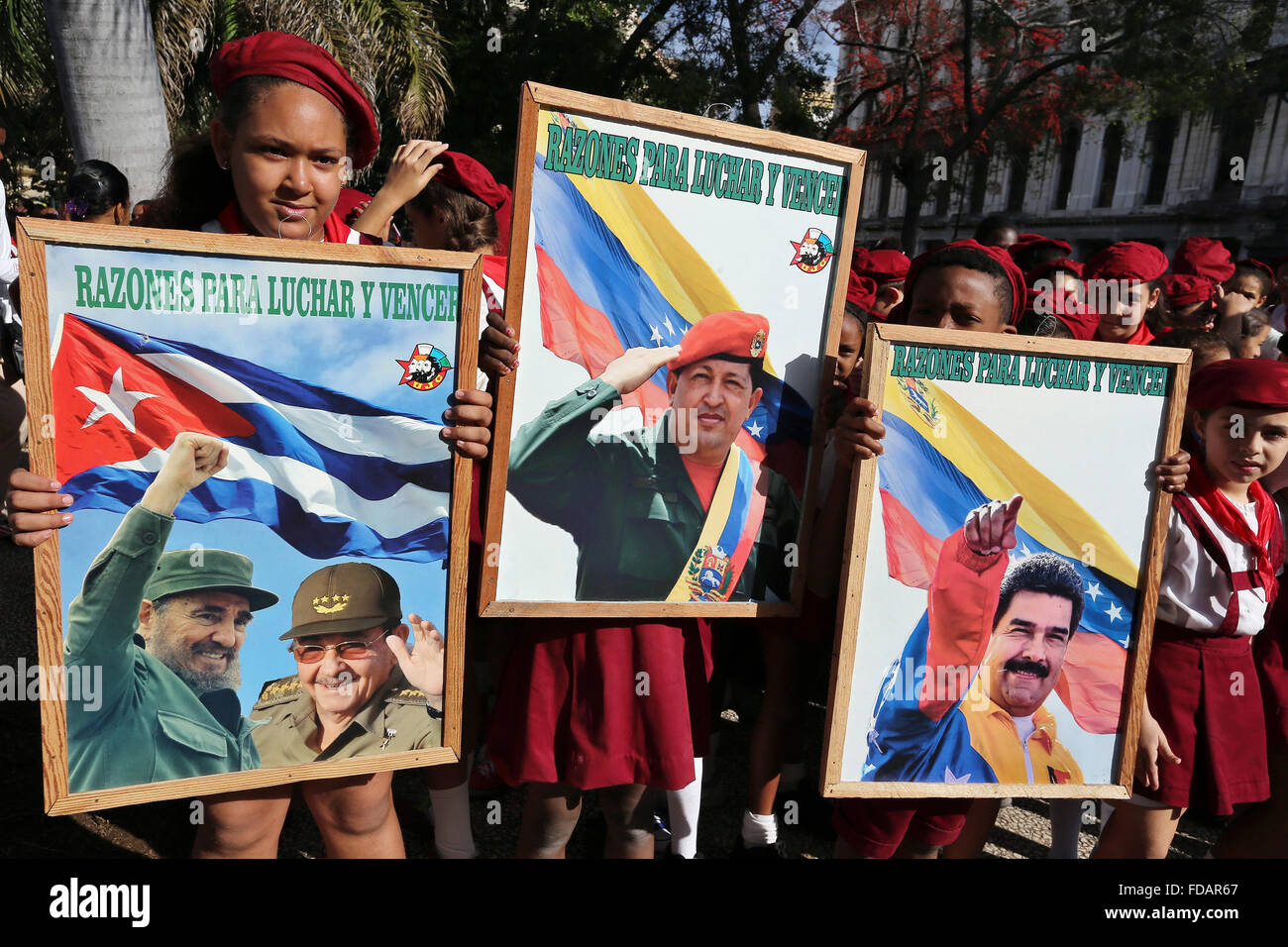 Cuban children are concentrated in a park in Havana to pay homage to ...