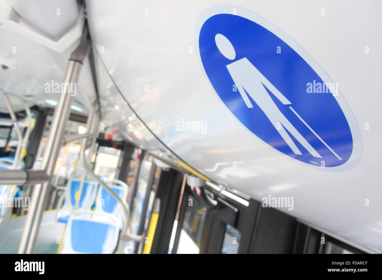 reserved seat label onboard bus for aged people Stock Photo - Alamy