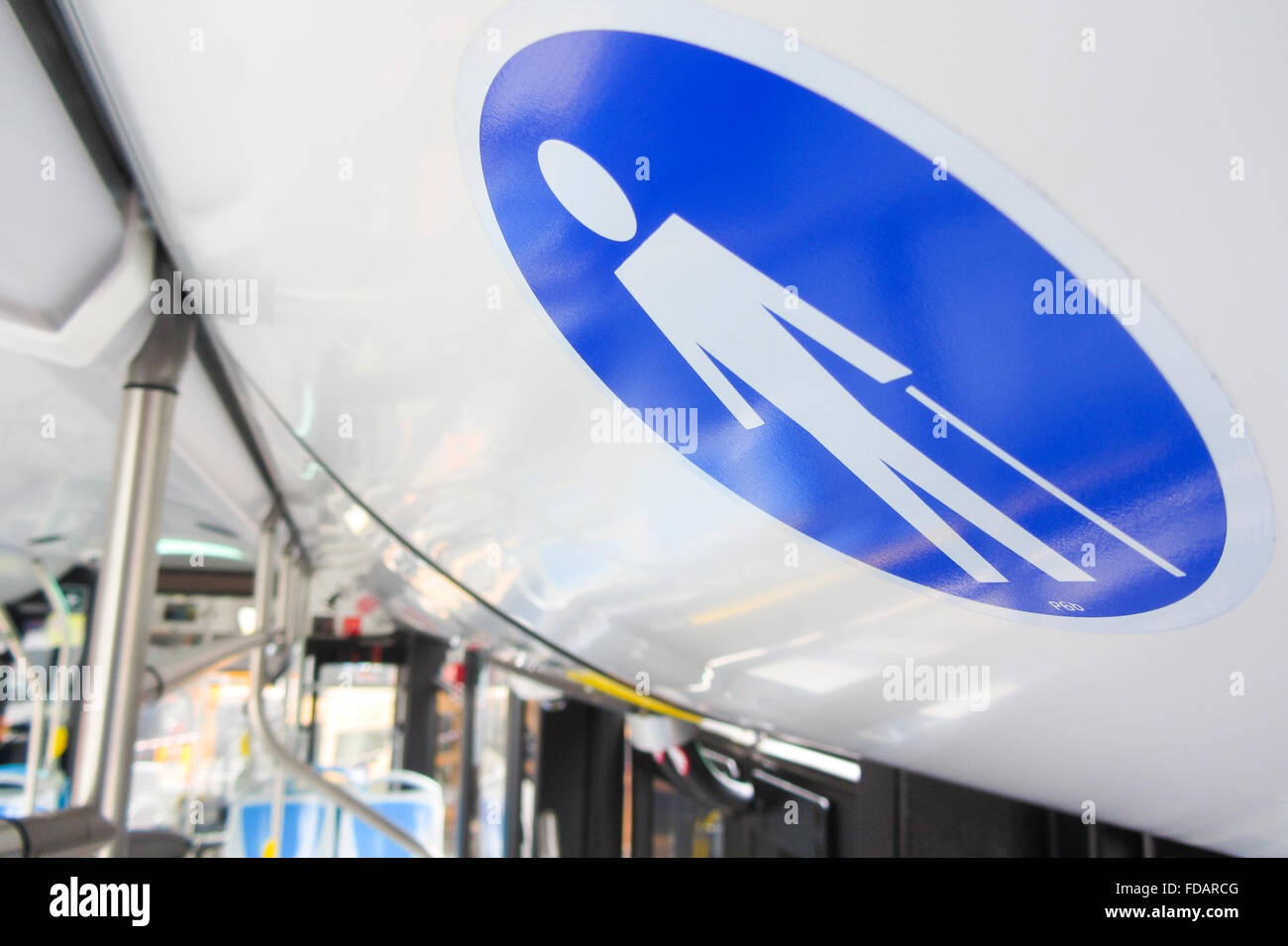 reserved seat label onboard bus for aged people Stock Photo - Alamy