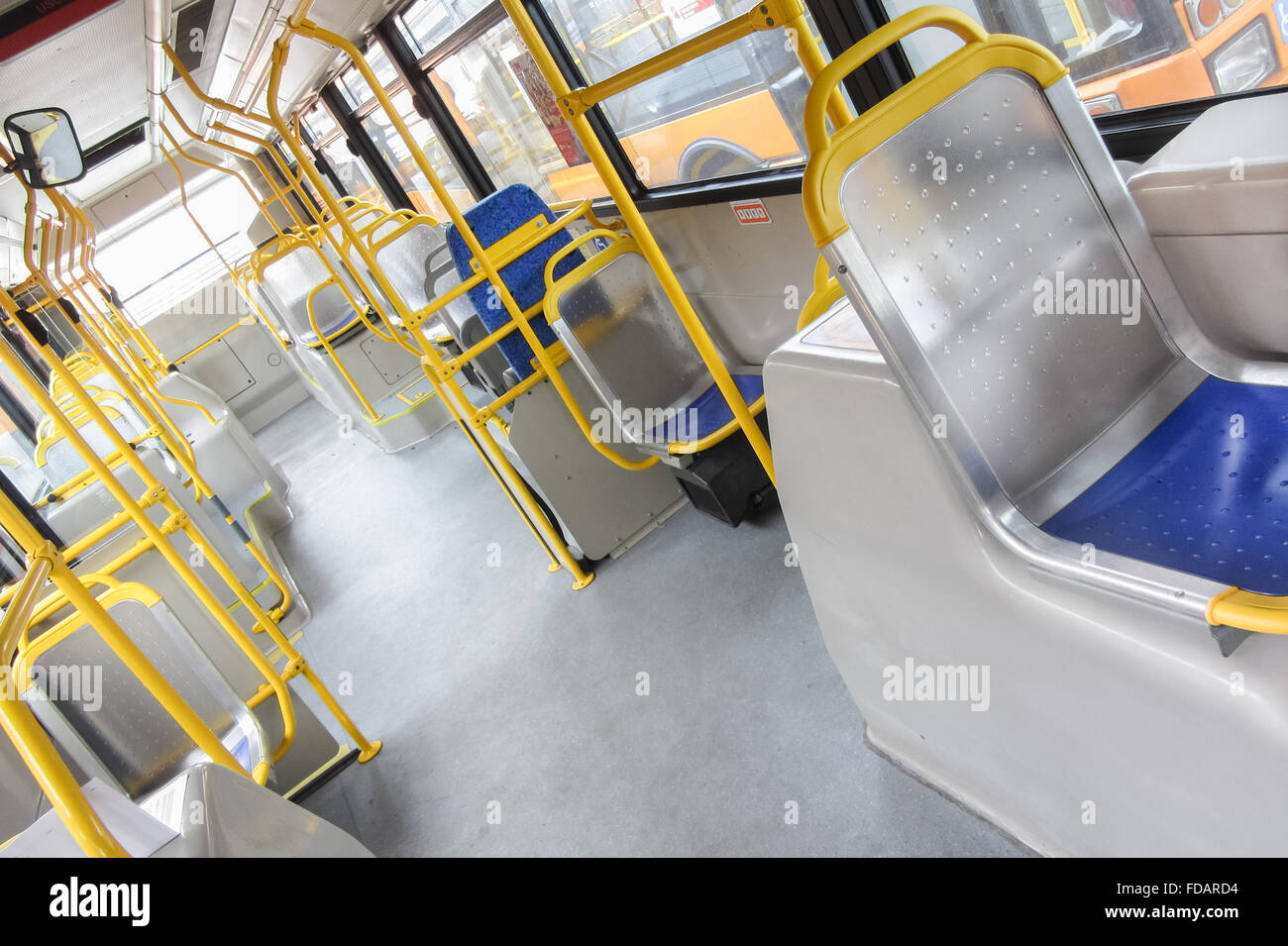 empty seat inside a city bus Stock Photo - Alamy
