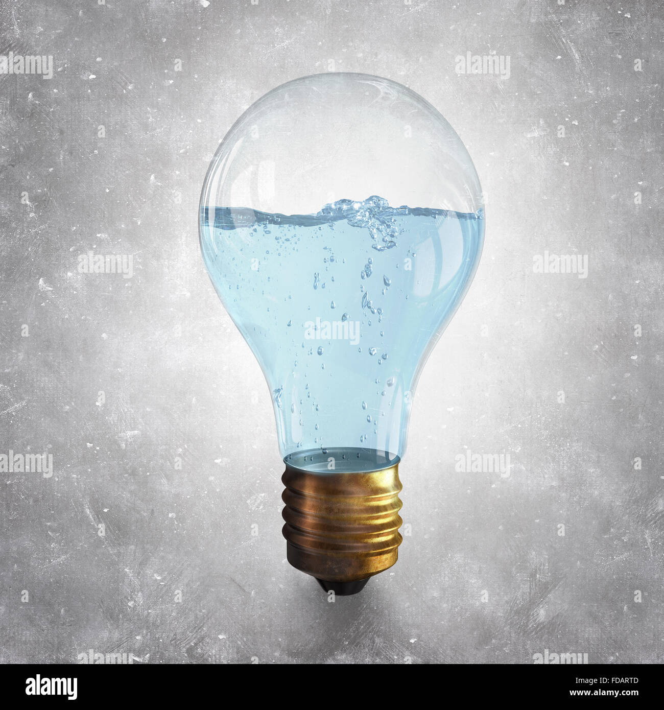 Glass light bulb with clear blue water inside Stock Photo - Alamy