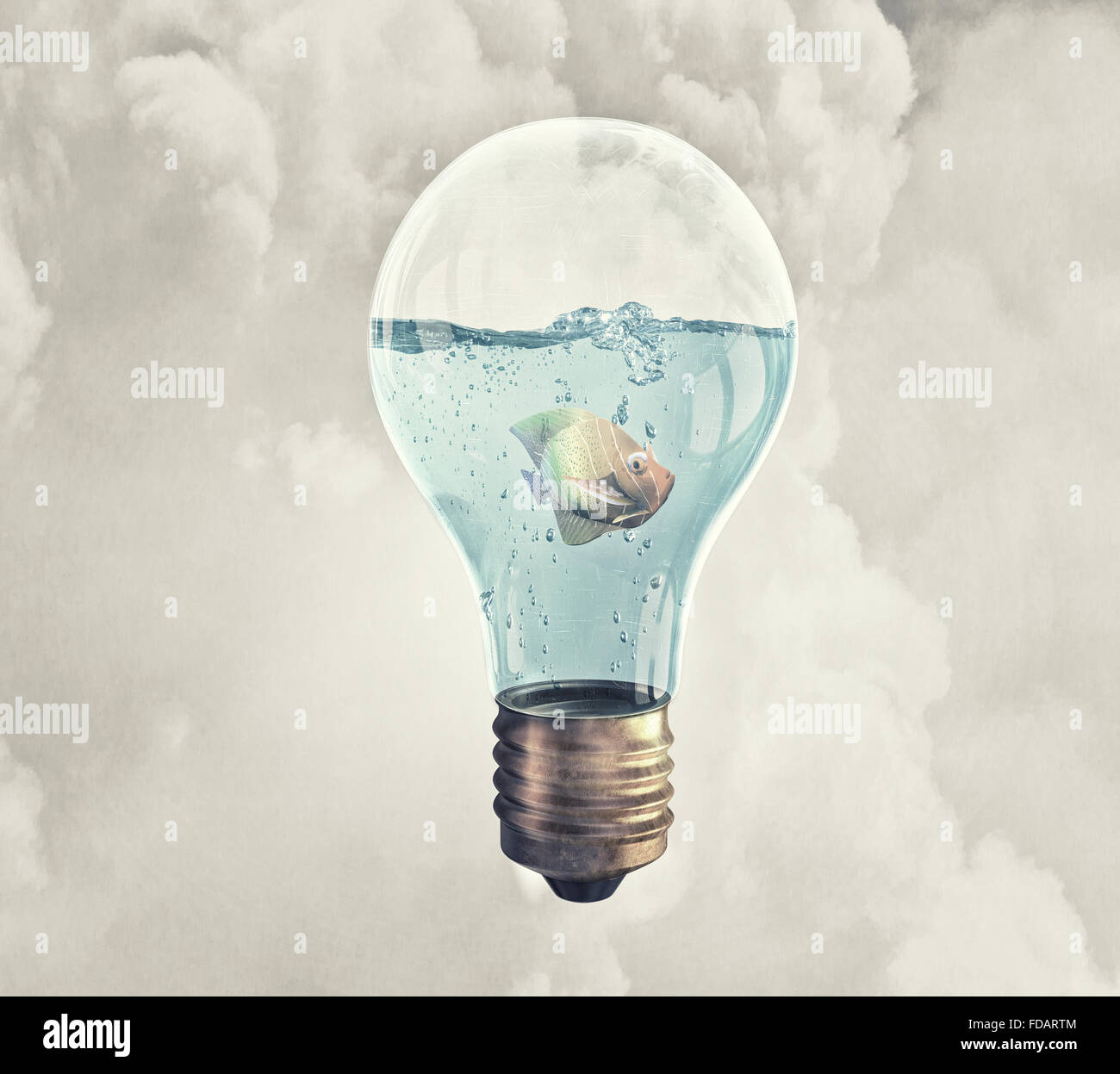 Exotic fish in water inside electric light bulb Stock Photo - Alamy