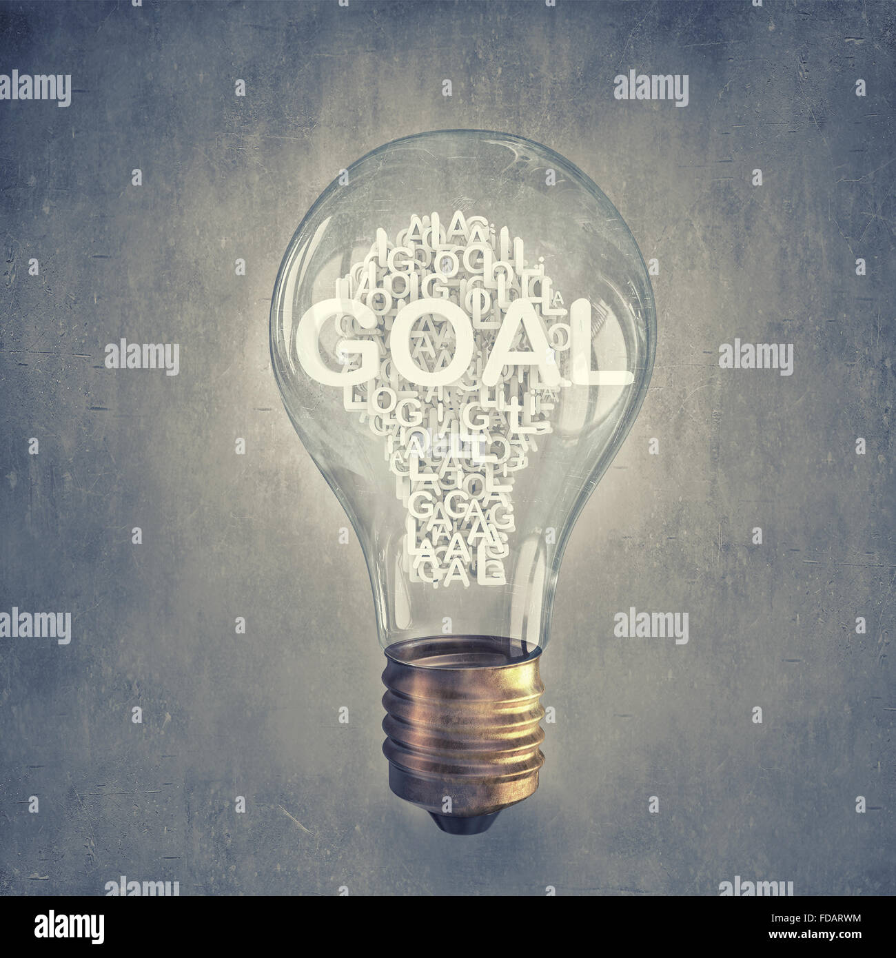 Single glass light bulb with business keywords inside Stock Photo - Alamy
