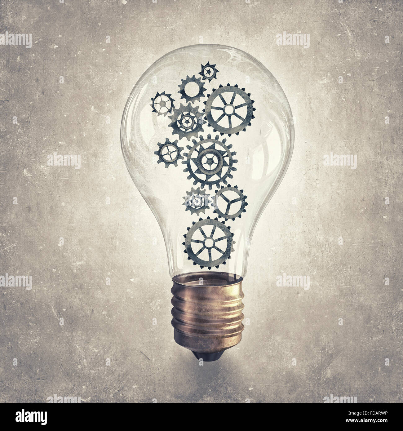 Glass light bulb with cogwheel mechanism inside Stock Photo - Alamy