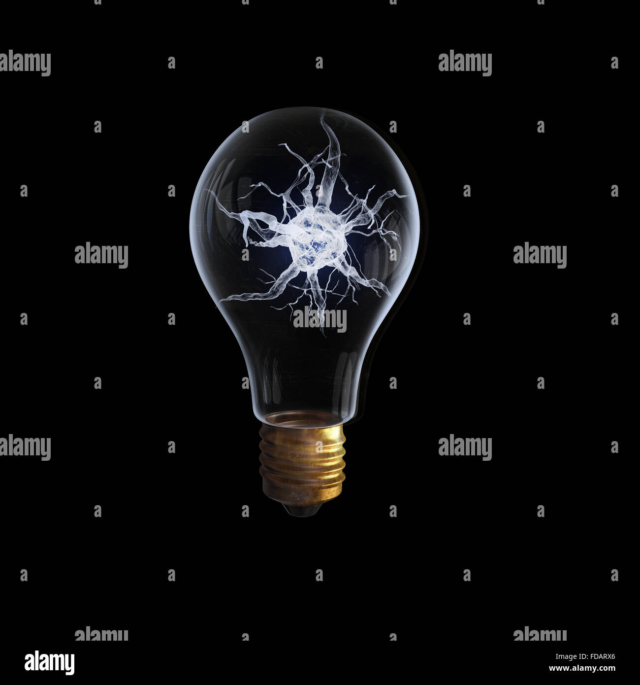 Idea concept with nerve inside of light bulb on black background Stock ...