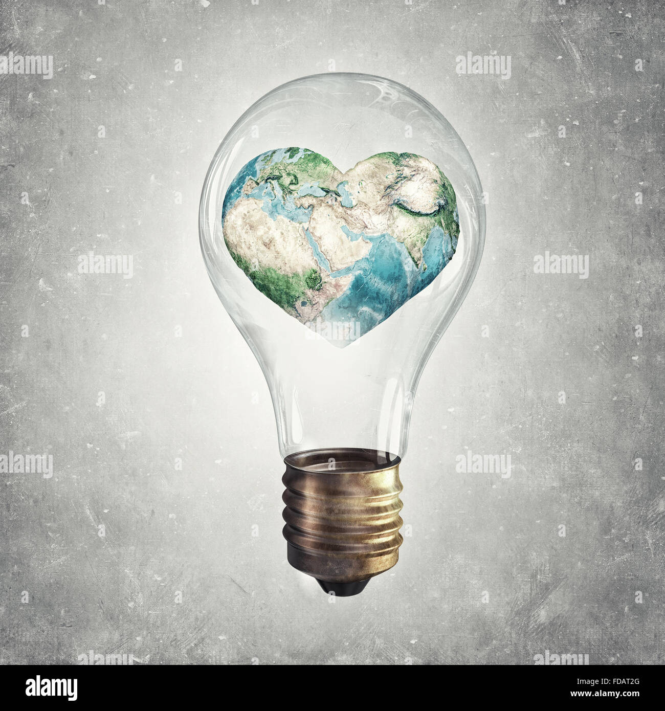 Glass light bulb and Earth planet inside. Elements of this image are ...
