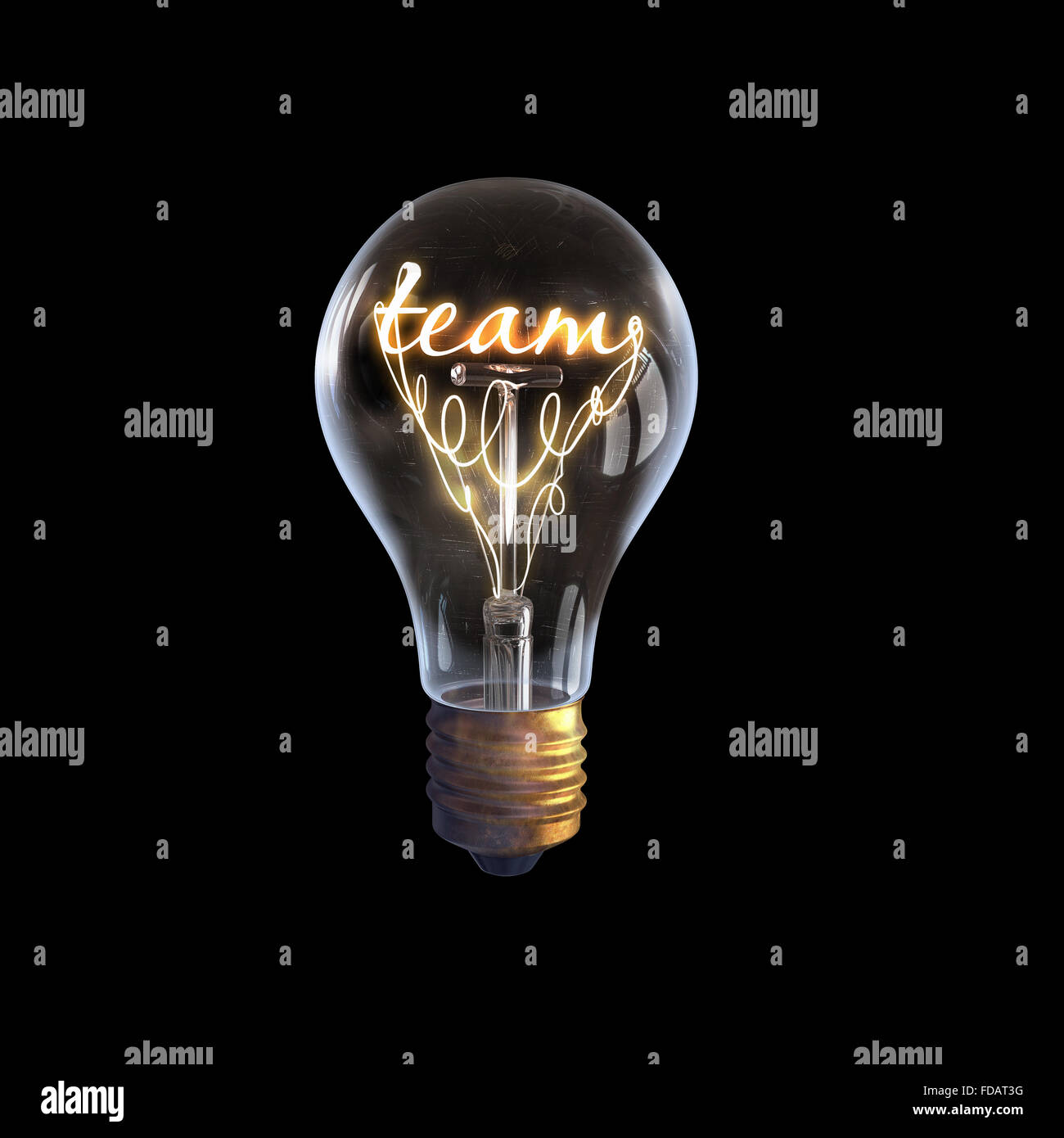 Glowing glass light bulb with word team inside Stock Photo - Alamy