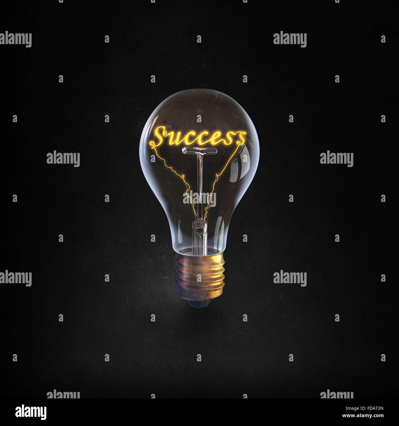 Glowing glass light bulb with success word inside Stock Photo - Alamy