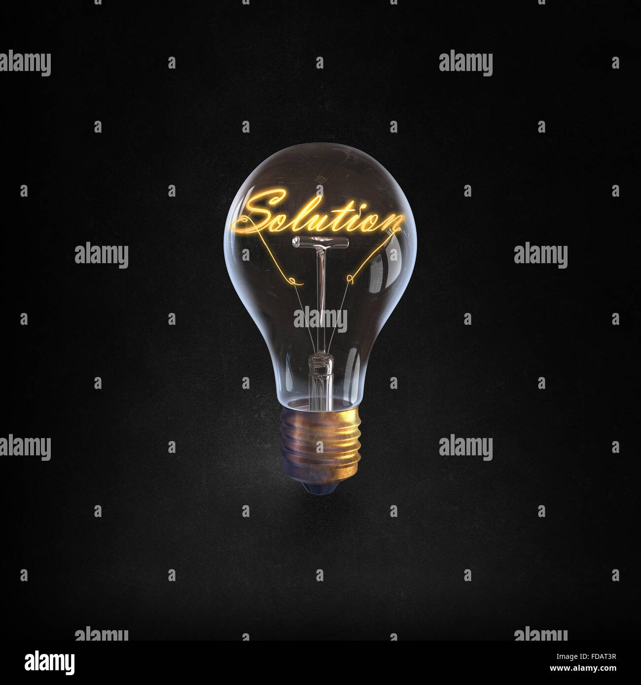 Glowing glass light bulb with word solution inside Stock Photo - Alamy