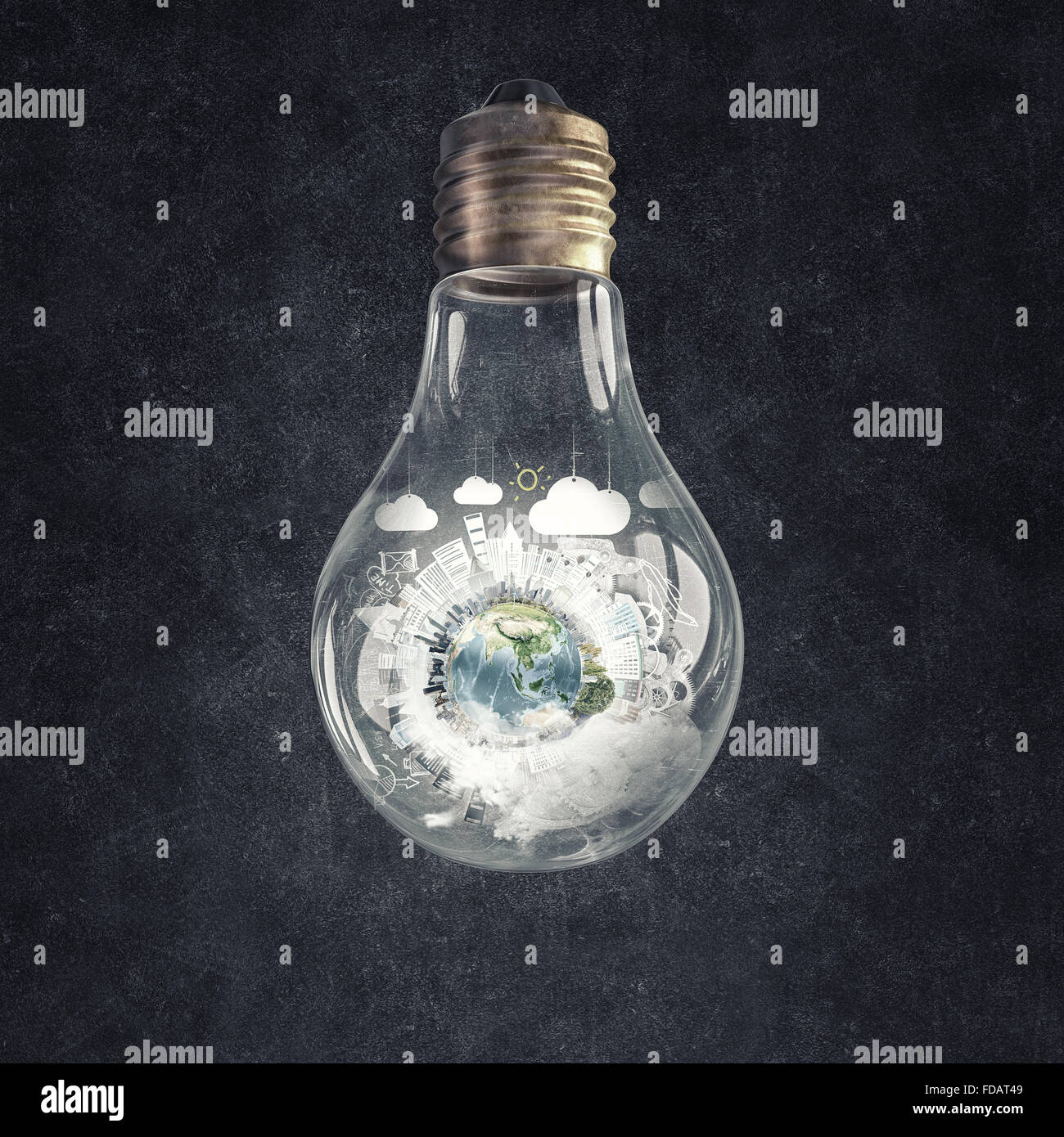 Planet Earth inside of light bulb. Elements of this image are furnished ...