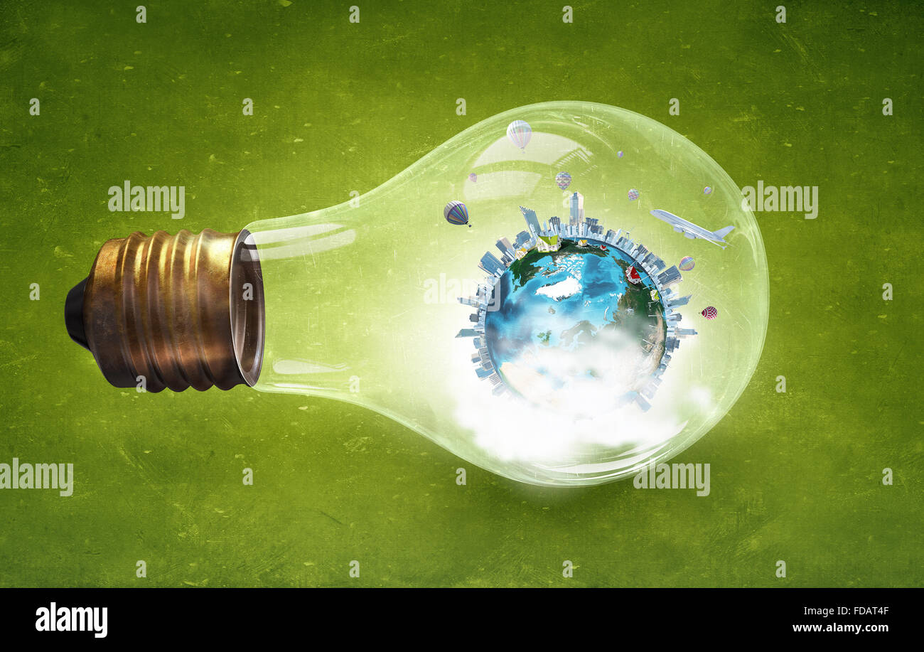 Planet Earth inside of light bulb. Elements of this image are furnished ...