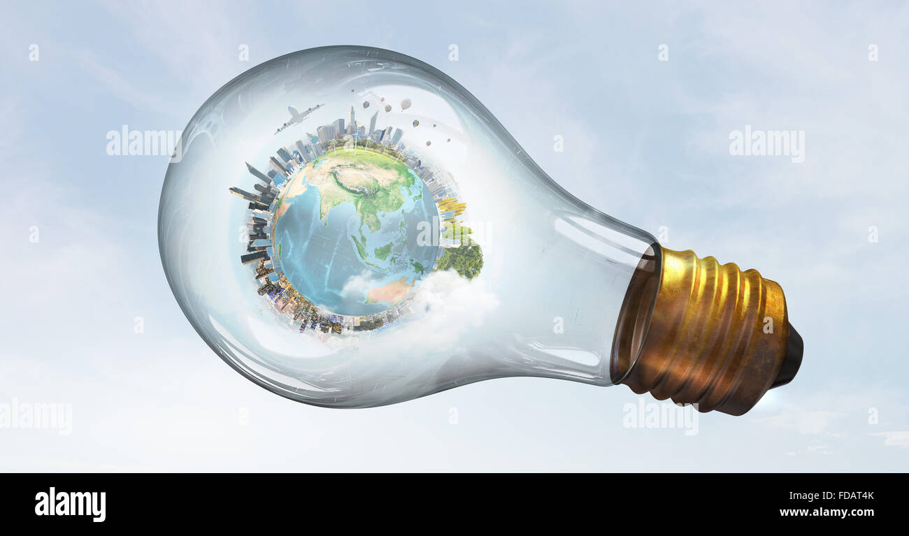 Planet earth inside light bulb hi-res stock photography and images - Alamy