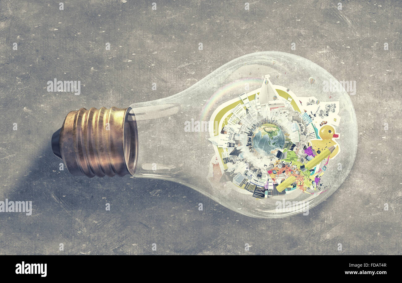 Planet Earth inside of light bulb. Elements of this image are furnished ...