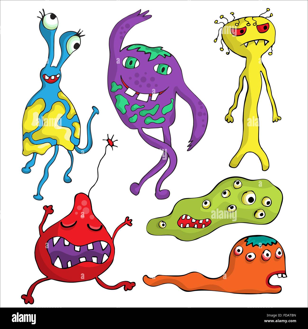 Set of cute cartoon monsters. Halloween design. Vector illustration ...
