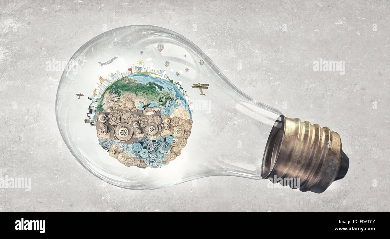 Planet Earth inside of light bulb. Elements of this image are furnished ...