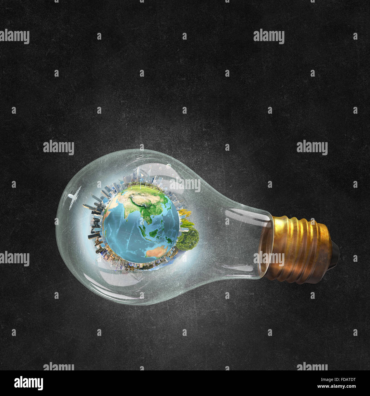 Planet Earth inside of light bulb. Elements of this image are furnished ...