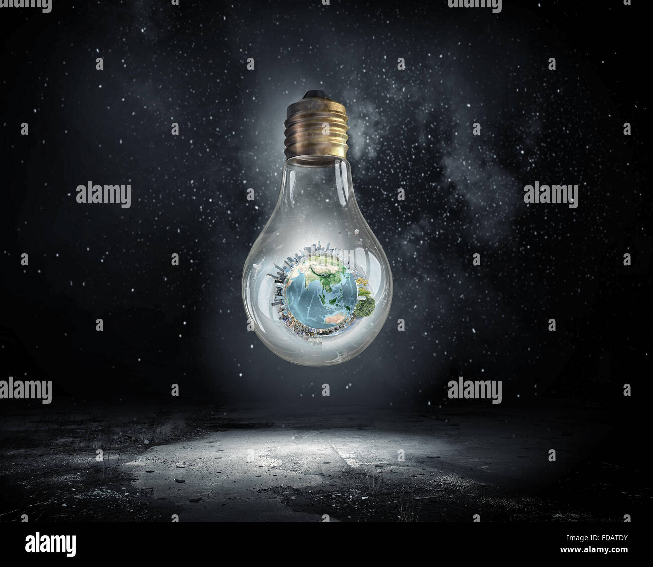 Planet Earth inside of light bulb. Elements of this image are furnished ...