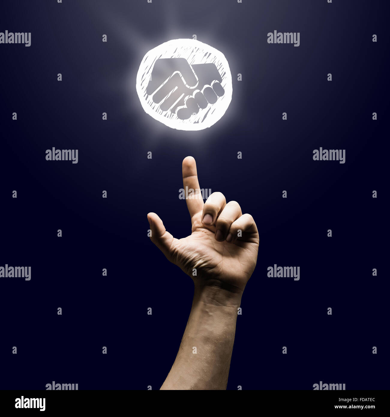Finger pointing handshake hi-res stock photography and images - Alamy