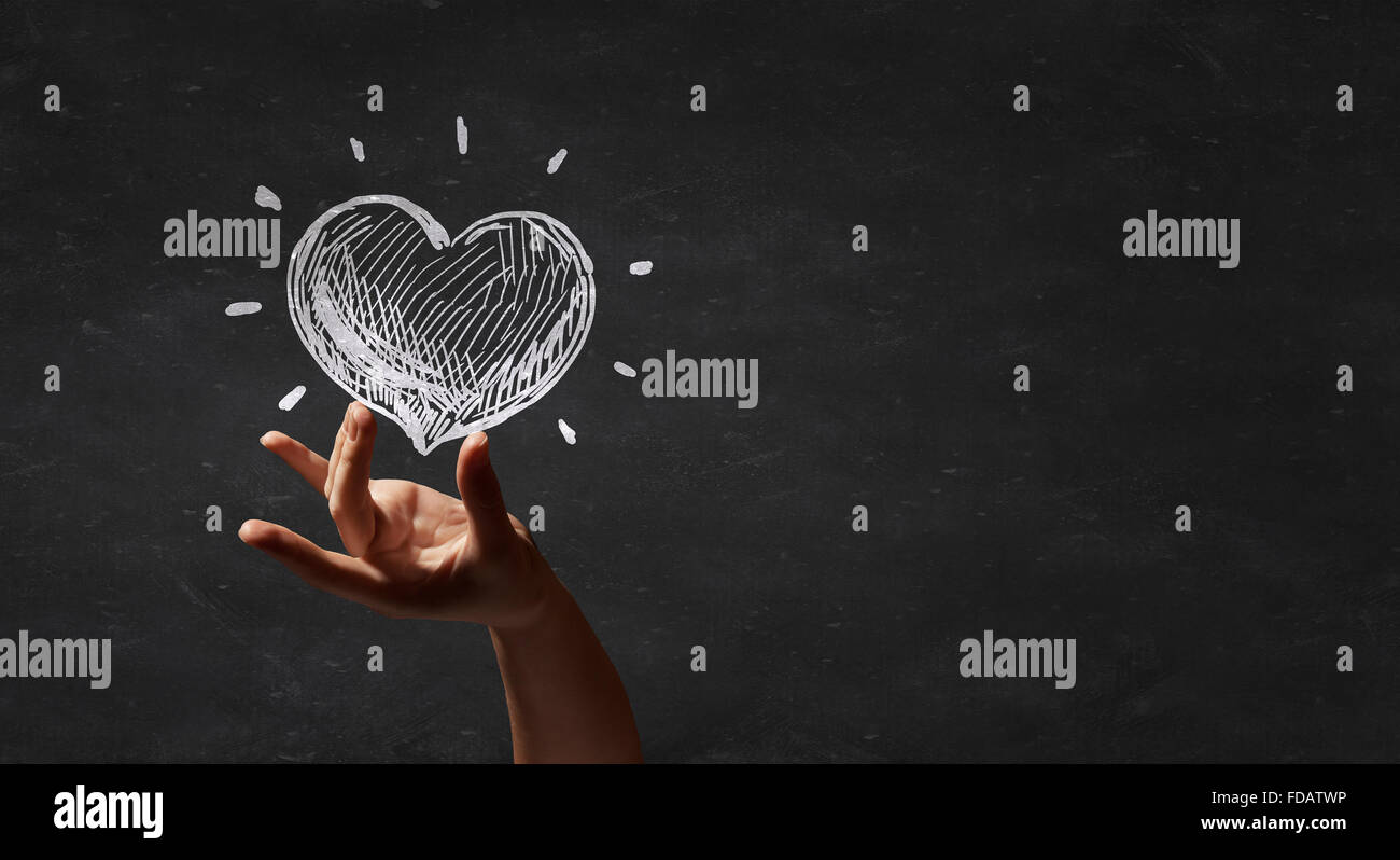 Hand drawing heart chalk hi-res stock photography and images - Alamy