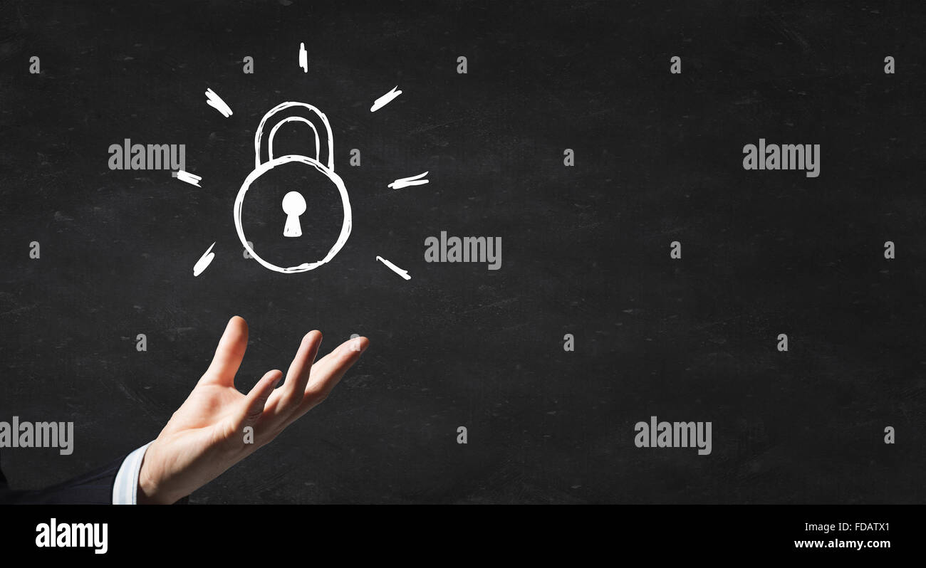 Hand take white chalk locker icon on blackboard background Stock Photo ...