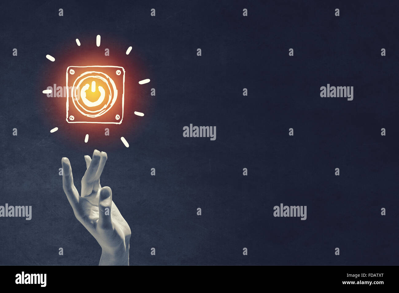 Power button hand drawn with chalk on blackboard background Stock Photo ...