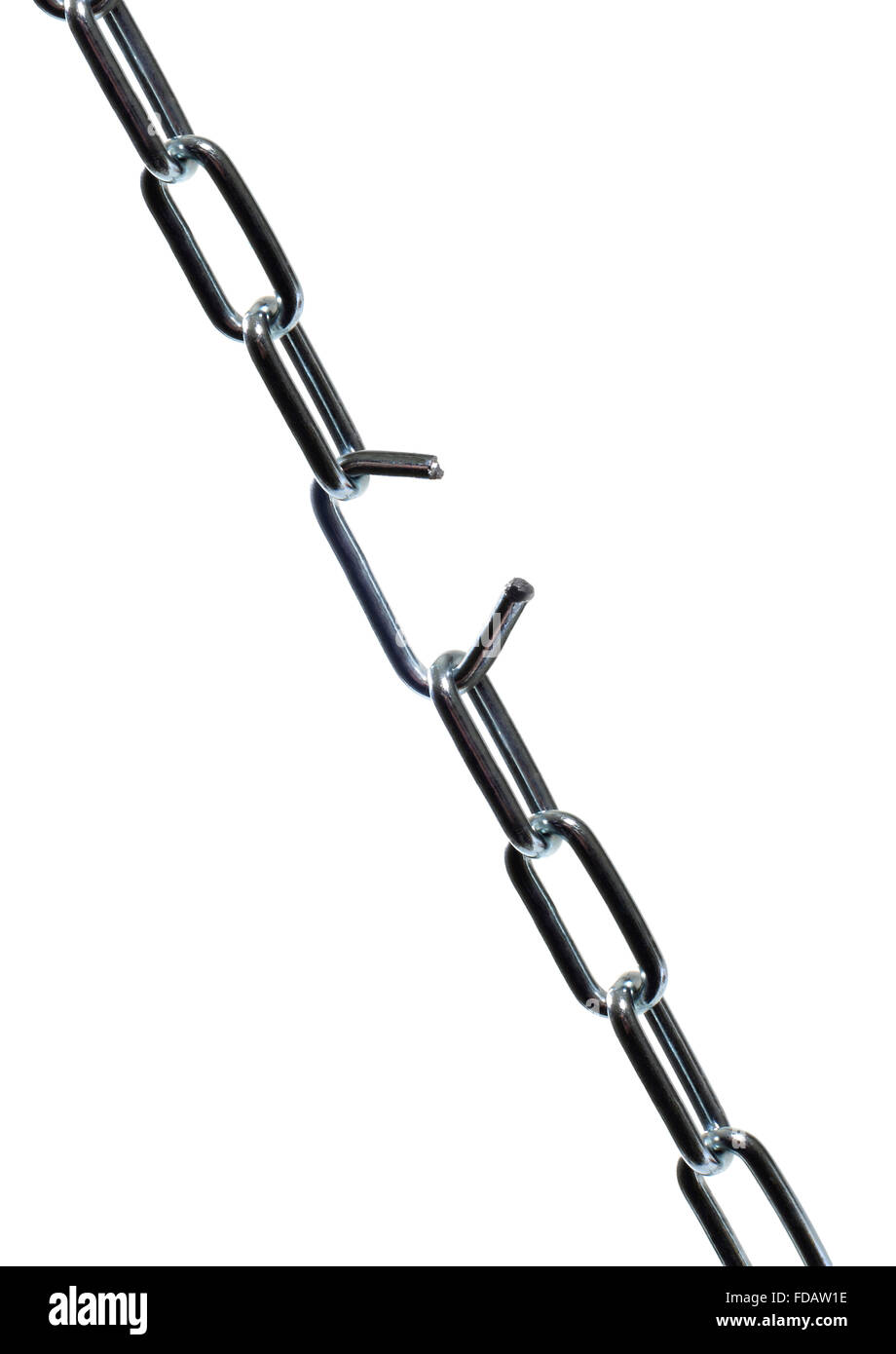 Studio shot of a broken link in a chain Stock Photo - Alamy