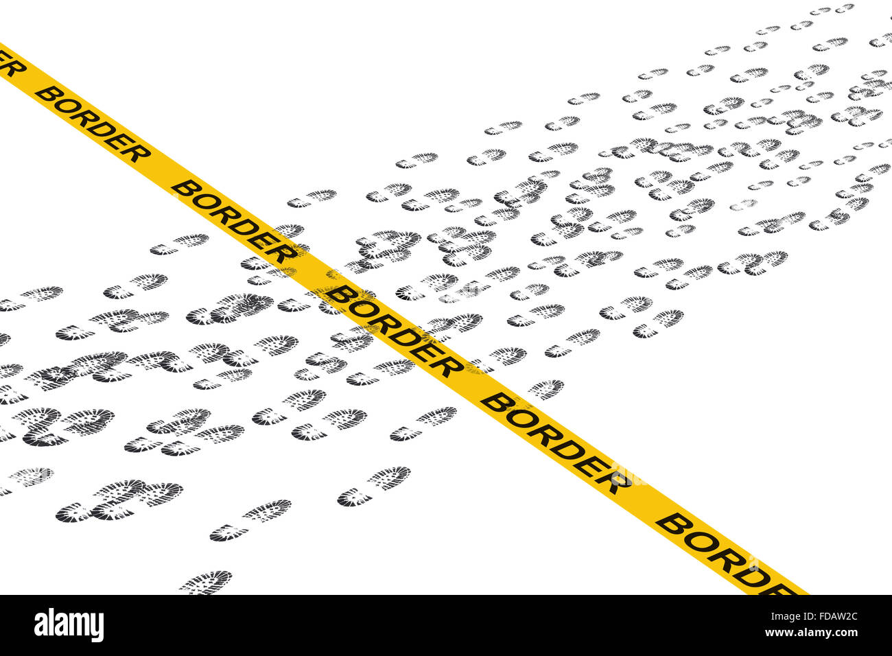 Studio shot of footprints running over a border Stock Photo - Alamy