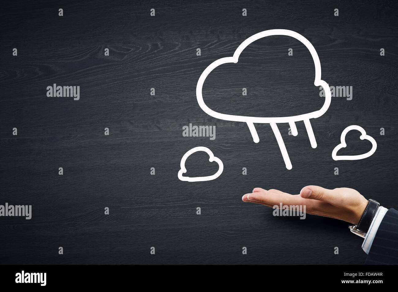 Human hand and drawn cloud in palm Stock Photo - Alamy